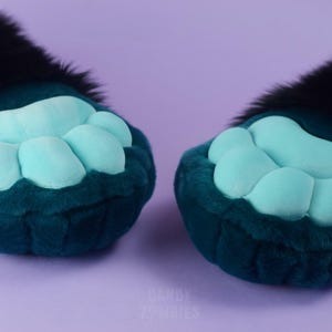 Mochi Paws Faux Fur Paws Chunky Paws in Black and Dark Green Mint ...