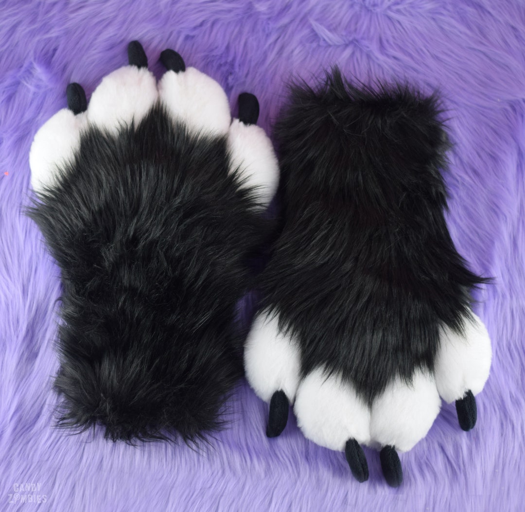 Black Fursuit Paws - Faux Fur Furry Paws - Therian Paws - Animal Paw ...