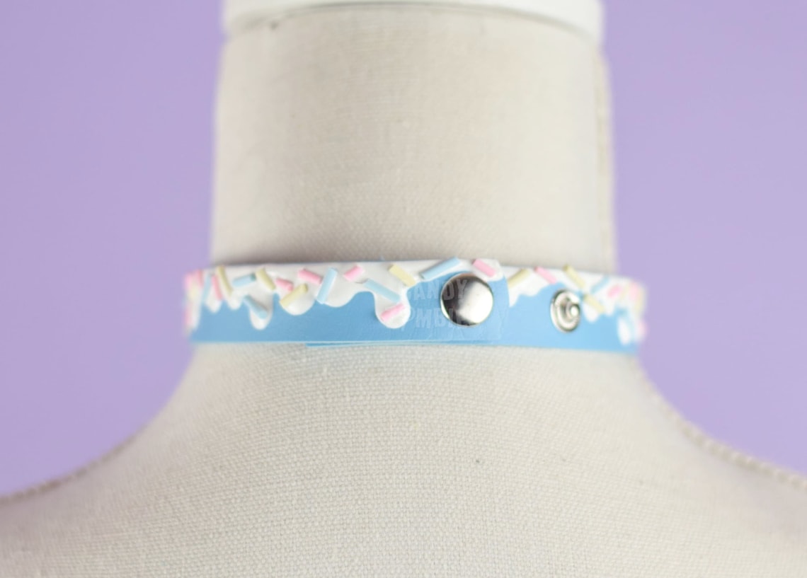 Choker Icing Sprinkles Light Baby Blue White Pastel Rainbow Cute Kawaii ...