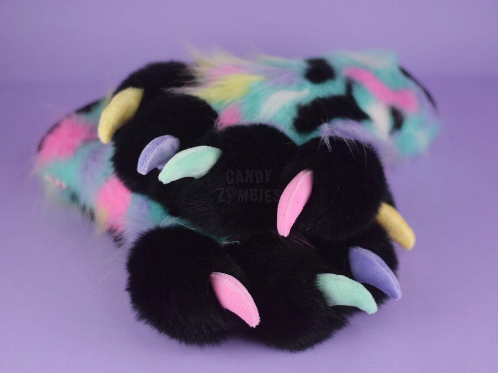 Fursuit Paws Faux Fur Puffy Paws Furry Paws Fursuiter Suit Black Mint ...