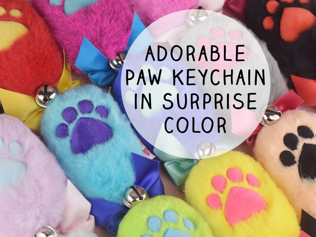 Surprise-me Toebean Keychain Kitten Paw Faux Fur Beanie Key Chain With ...