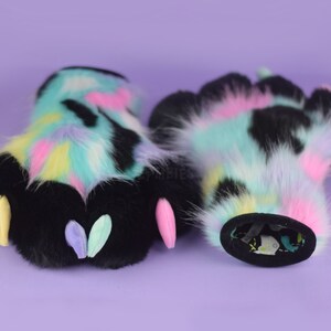 Fursuit Paws Faux Fur Puffy Paws Furry Paws Fursuiter Suit Black Mint ...