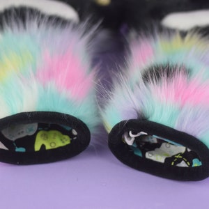 Fursuit Paws Faux Fur Puffy Paws Furry Paws Fursuiter Suit Black Mint ...