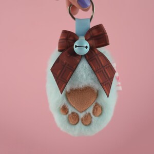 Toebean Paw Faux Fur Keychain Beanie Key Chain With Squeaker Bow Bell ...