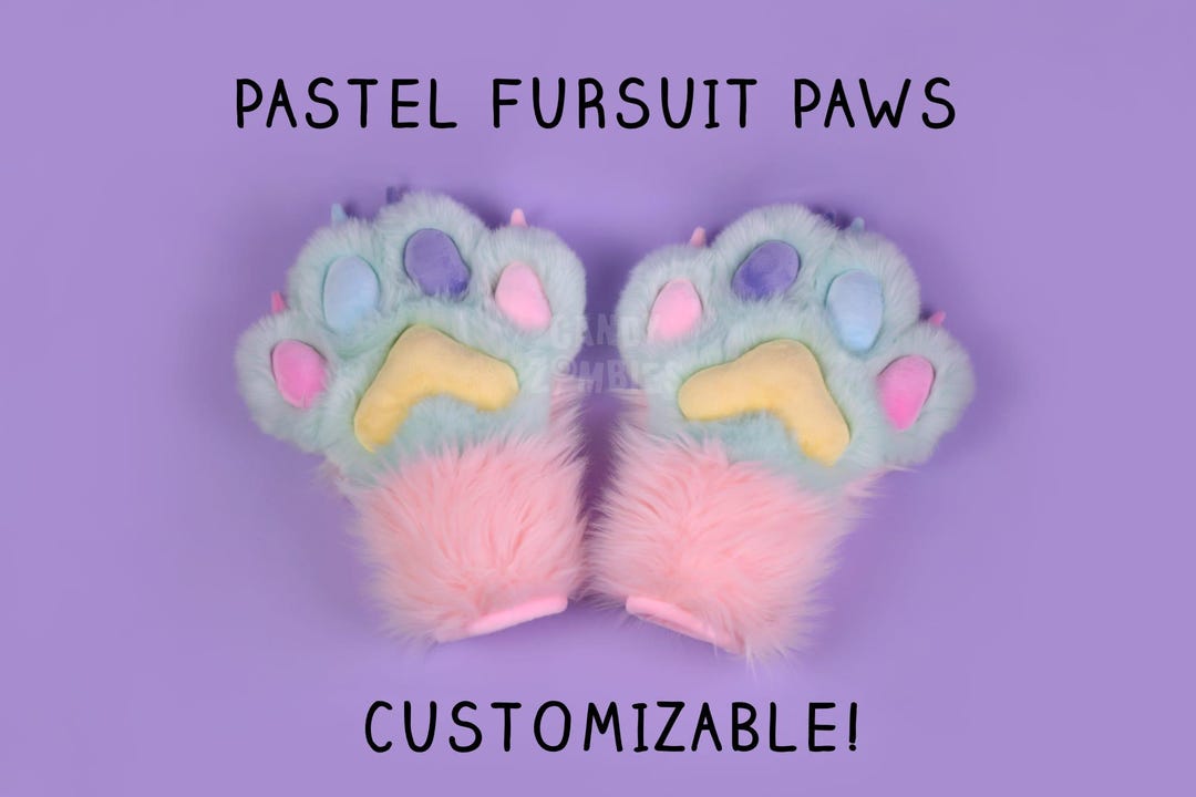 Pastel Fursuit Paws - Faux Fur Furry Paws - Fursuit Commission ...