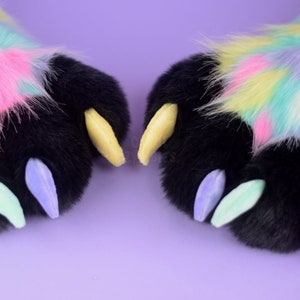 Fursuit Paws Faux Fur Puffy Paws Furry Paws Fursuiter Suit Black Mint ...