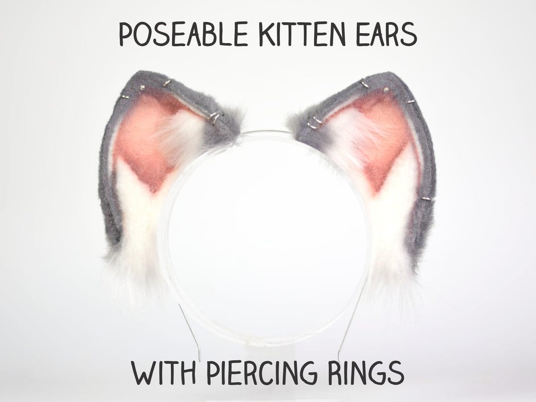Faux Fur Cat Ears - Poseable Cosplay Ears - Large Fluffy Animal Ears ...
