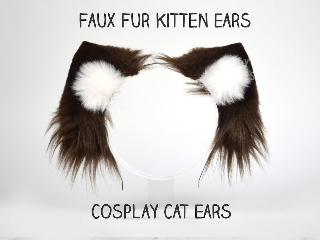 Faux Fur Cat Ears - Poseable Cosplay Ears - Chocolate Cosplay - Large ...