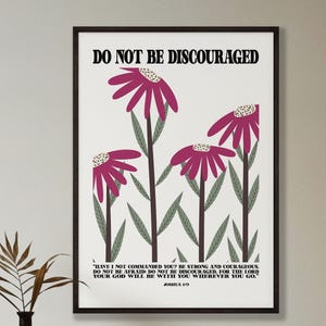 Do Not Be Discouraged Retro Floral Print - Bible Art Print - Christian ...