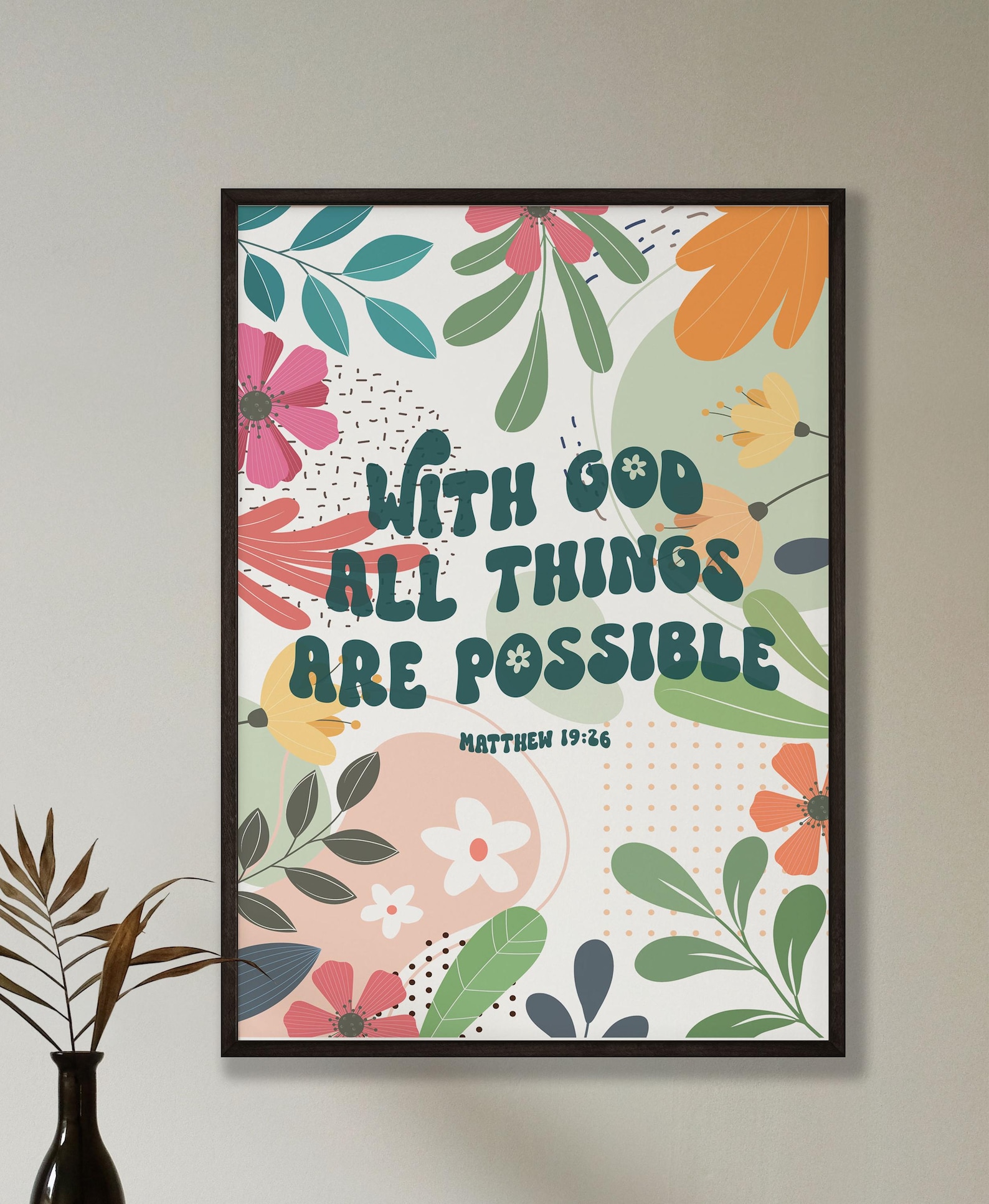 Christian Faith Bible Verse Print - With God All Things Are Possible ...