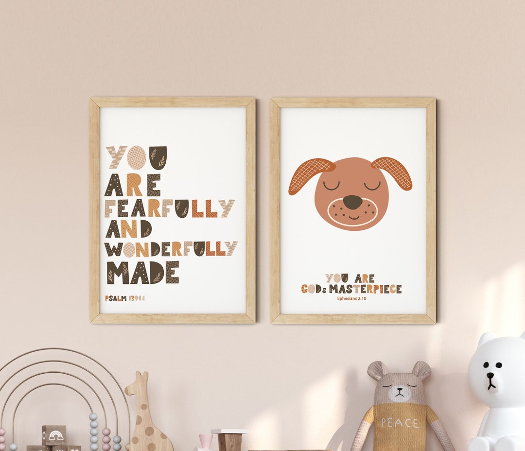 You Are God's Masterpiece Animal Boho Print Set Ephesians 2:10 Nursery ...