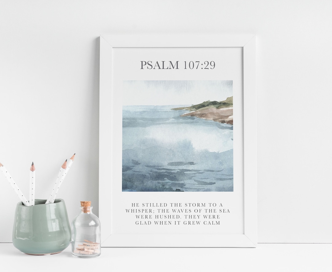 He Stilled the Storm to A Whisper Christian Seascape Art Print - Psalm ...