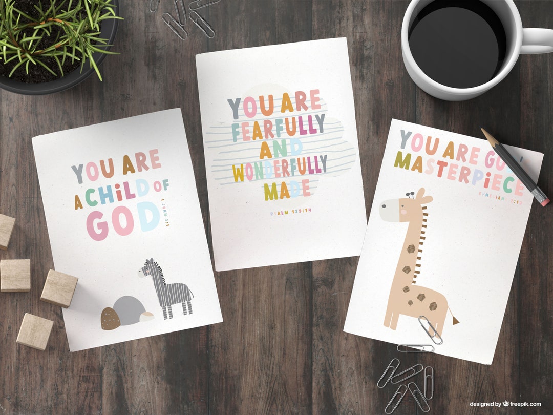 Colourful Bible Verse Cards, Set of Three Greeting Cards, Christian ...