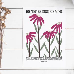 Do Not Be Discouraged Retro Floral Print - Bible Art Print - Christian ...