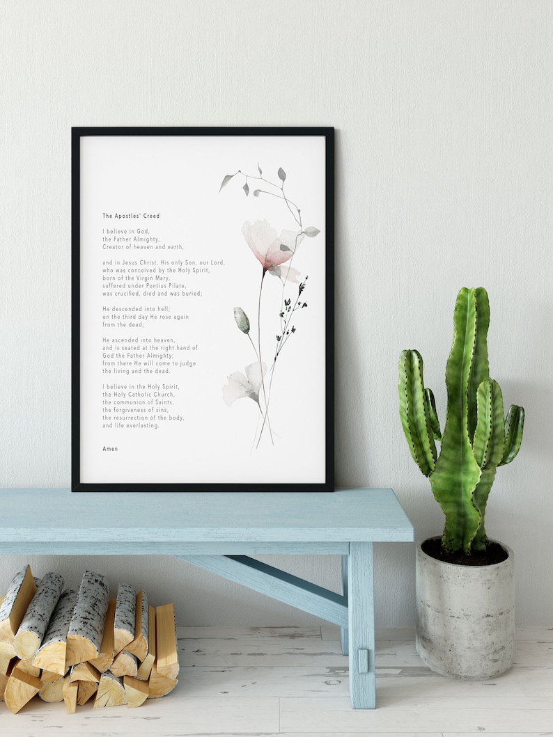 Apostles Creed Floral Art Print: Christian Catholic Decor - Etsy