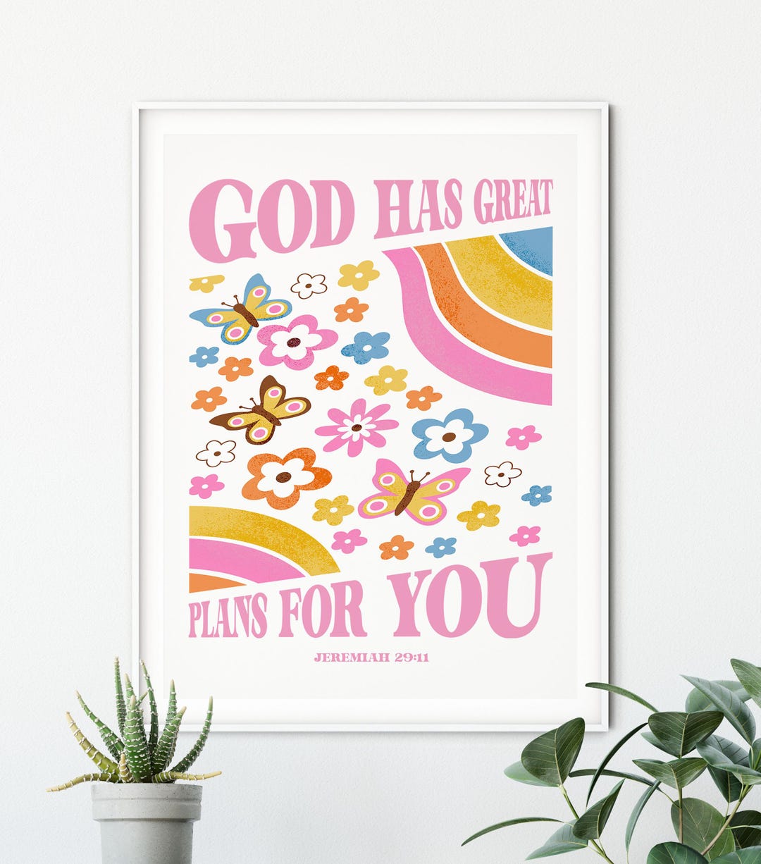 Christian Faith Bible Verse Print - God Has Great Plans for You Retro ...
