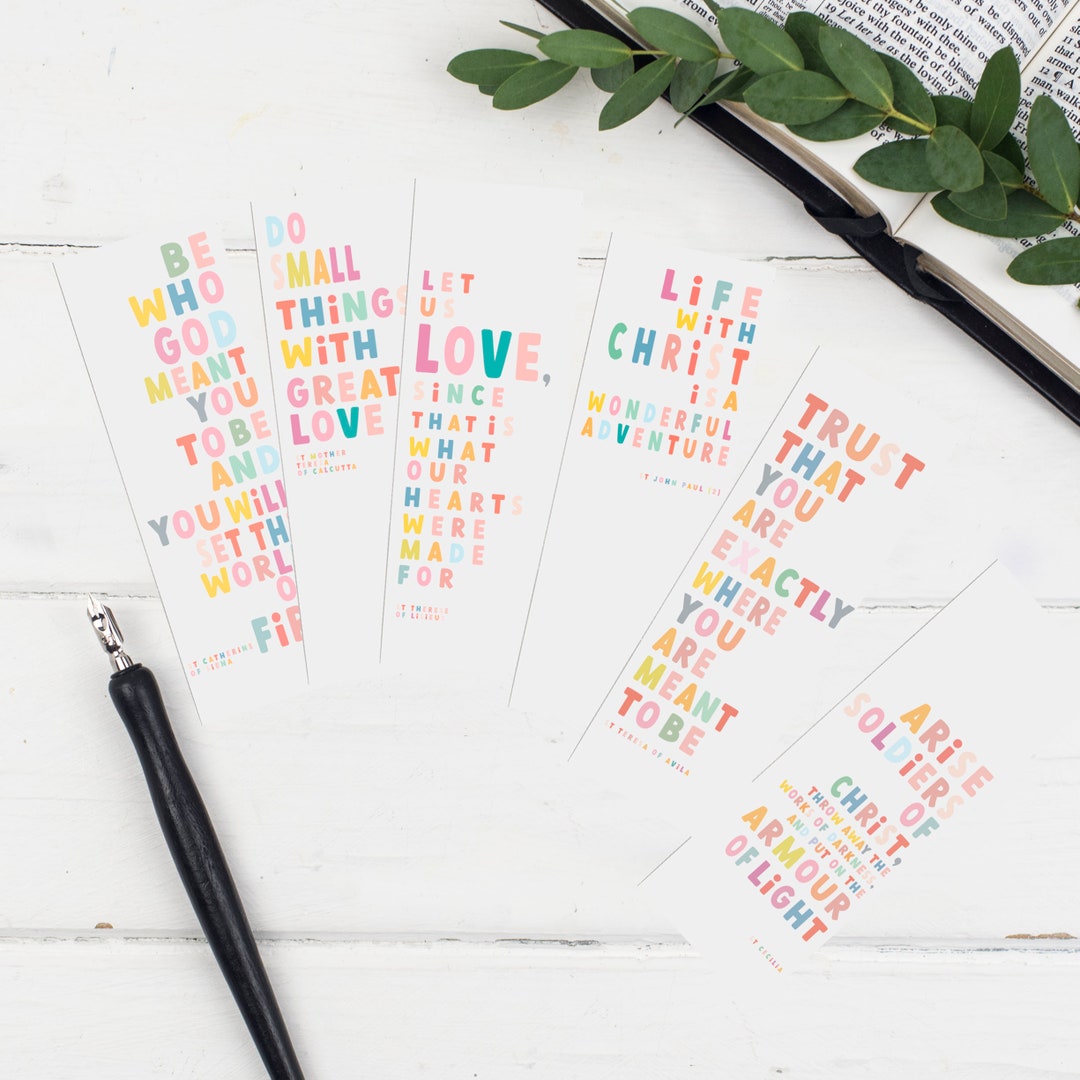 Colourful Catholic Bookmarks, Catholic Saint Quotes, Christian Gifts ...