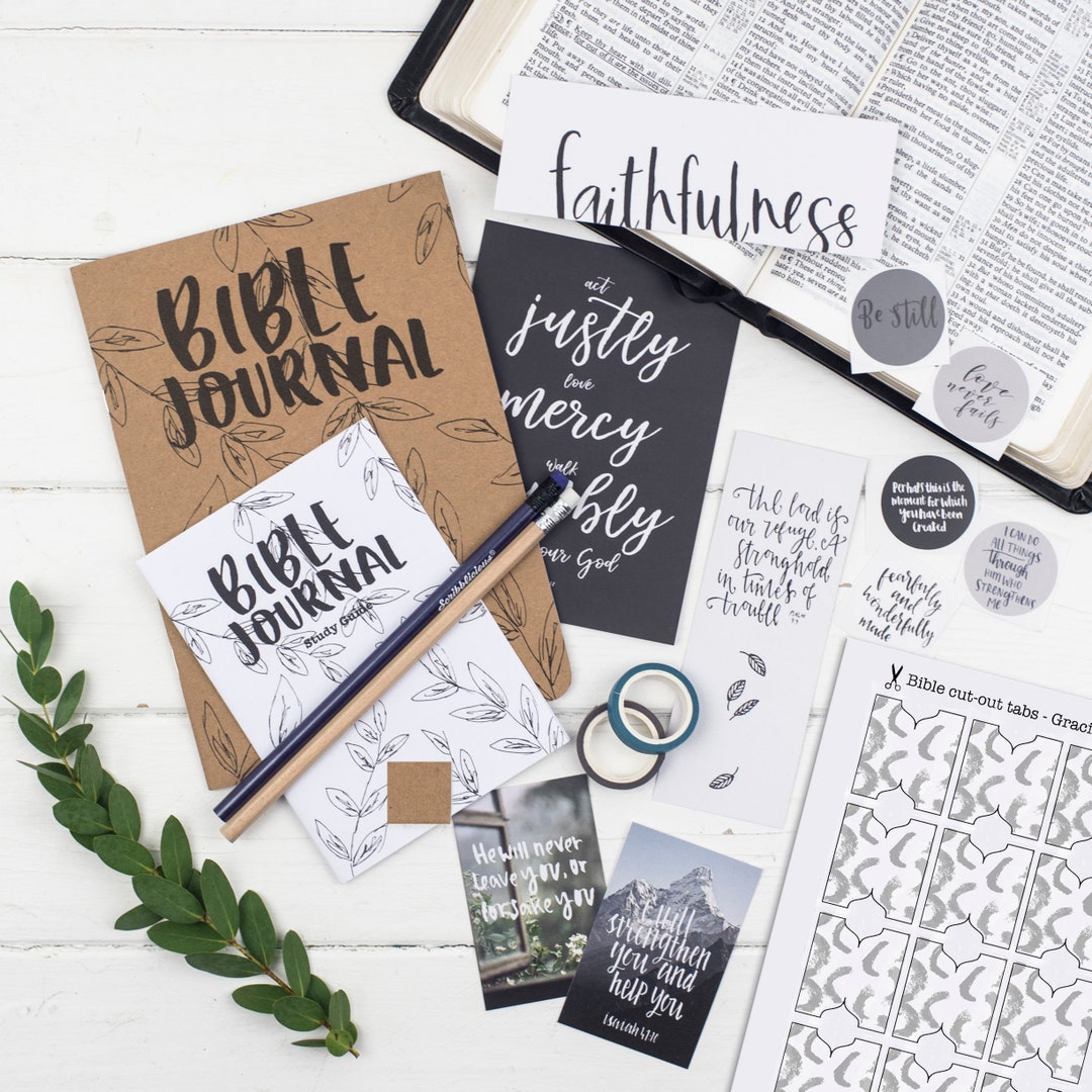 Bible Prayer Journal 'gracious' Starter Kit: Kraft Journal, Stickers ...