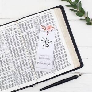 He Restores My Soul Christian Floral Bookmarks, Bible Verse Bookmarks ...