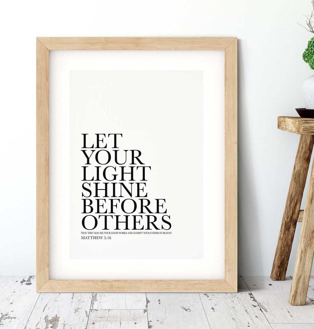 Christian Faith Minimalist Bible Verse Print - Let Your Light Shine ...