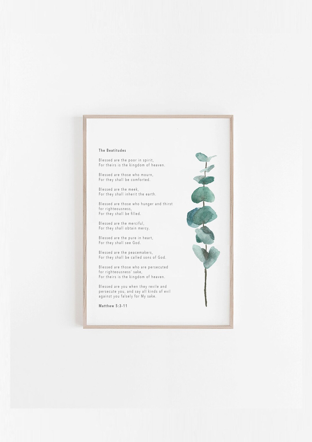 Christian Faith Bible Verse Print - the Beatitudes Botanical ...