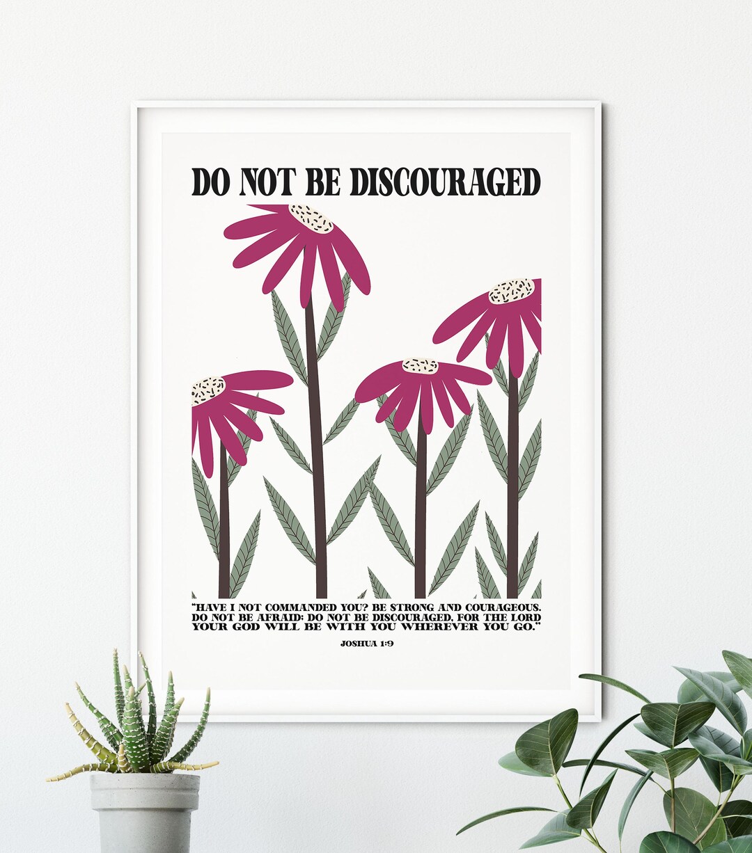 Do Not Be Discouraged Retro Floral Print - Bible Art Print - Christian ...