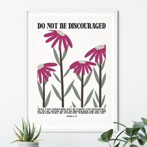 Do Not Be Discouraged Retro Floral Print - Bible Art Print - Christian ...