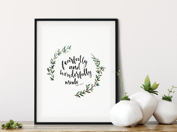 Fearfully and Wonderfully Made Botanical Christian Print - Etsy UK