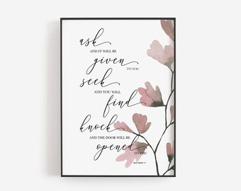 Ask. Seek. Knock. Matthew 7:7. 8x10 Printable Christian - Etsy
