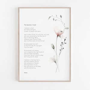 Apostles Creed Floral Art Print: Christian Catholic Decor - Etsy