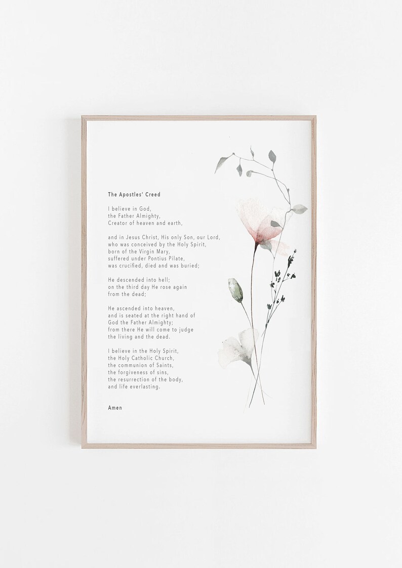 Apostles Creed Floral Art Print: Christian Catholic Decor - Etsy