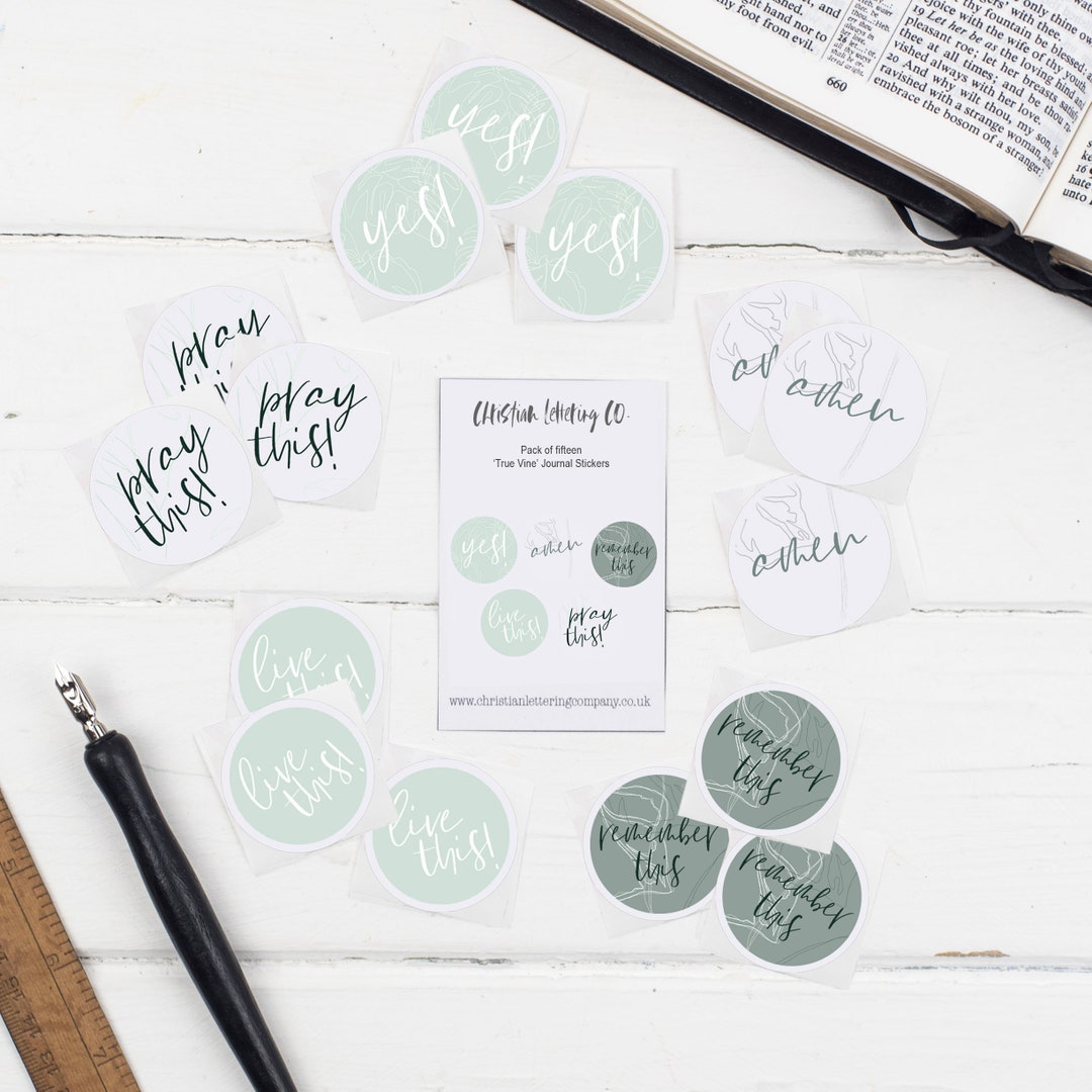 Bible Journal Stickers: Botanical Christian Lettering, Set of 15 - Etsy