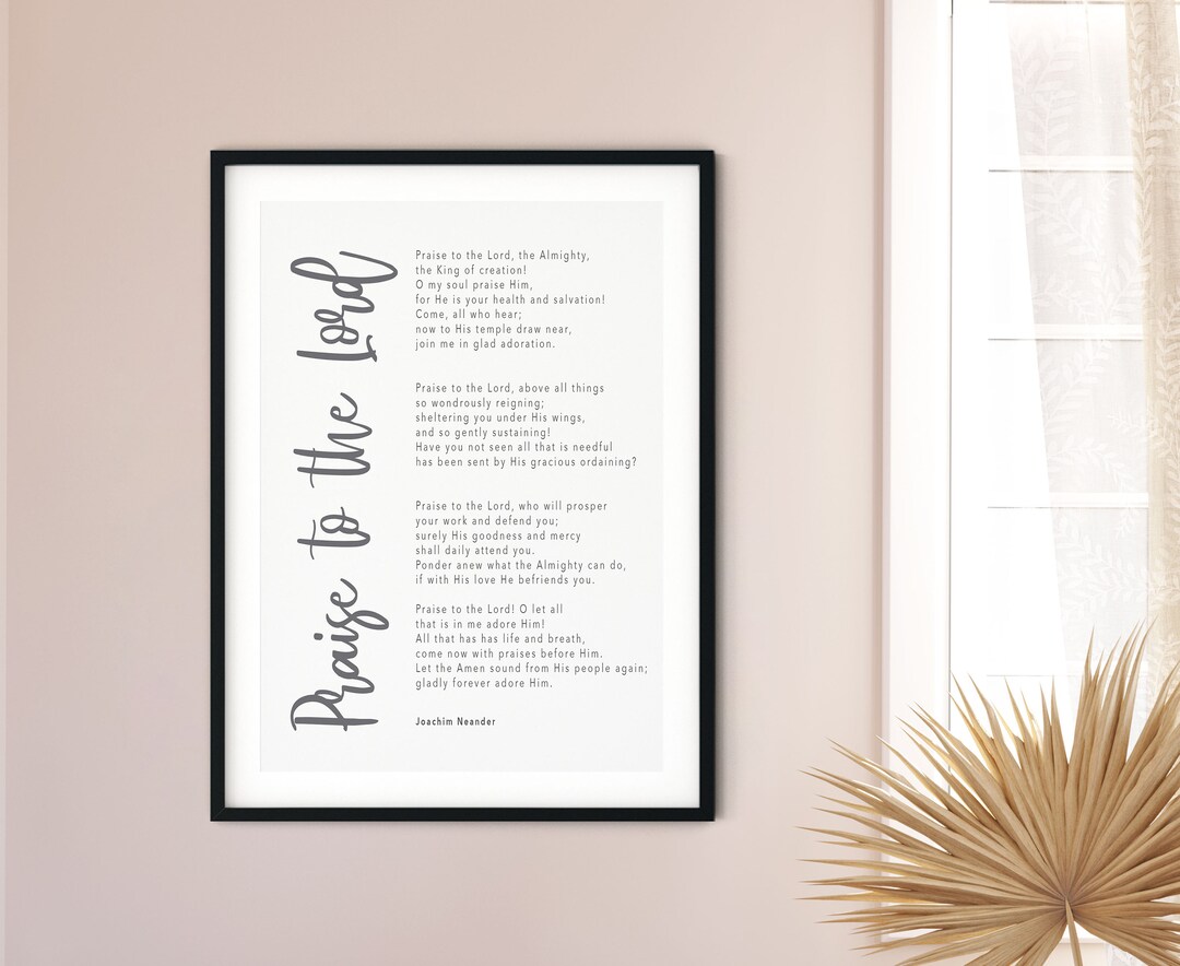 Praise to the Lord Christian Hymn Minimalist Poster Art Print Eco ...