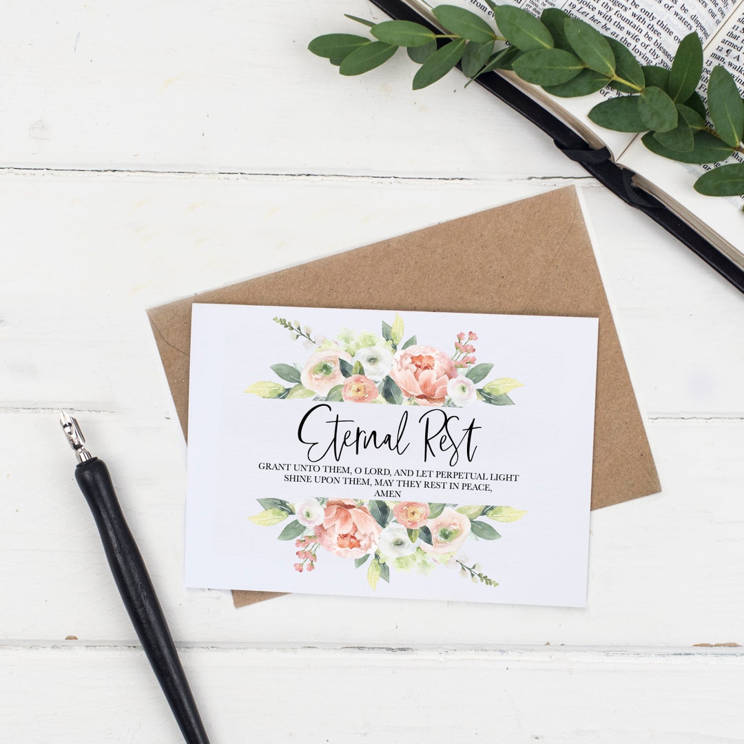Eternal Rest Sympathy Card, Blank Card, Catholic Prayer Card, Requiem ...
