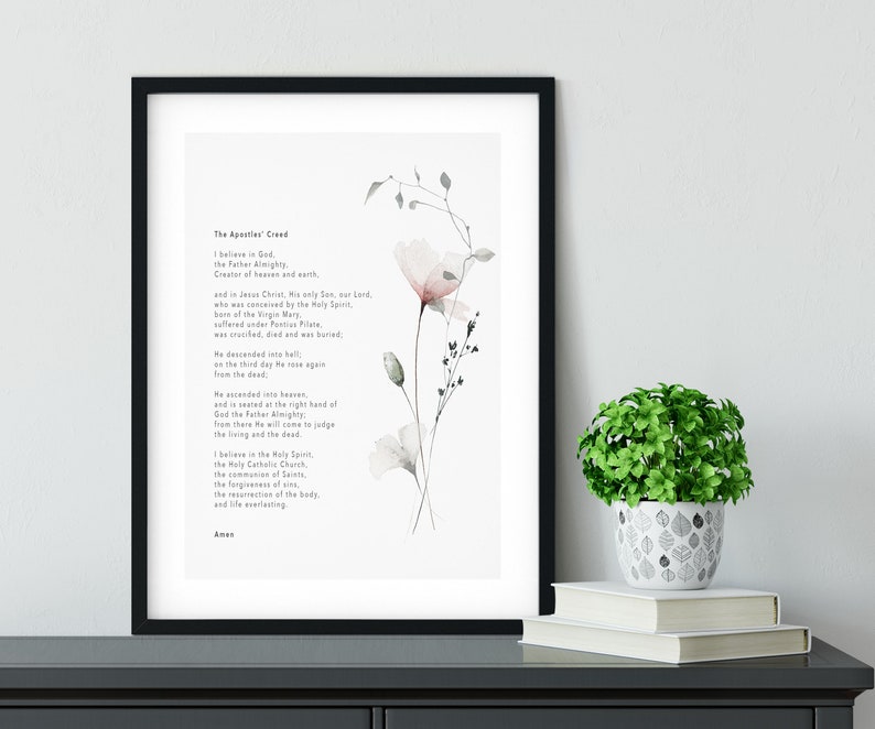 Apostles Creed Floral Art Print: Christian Catholic Decor - Etsy