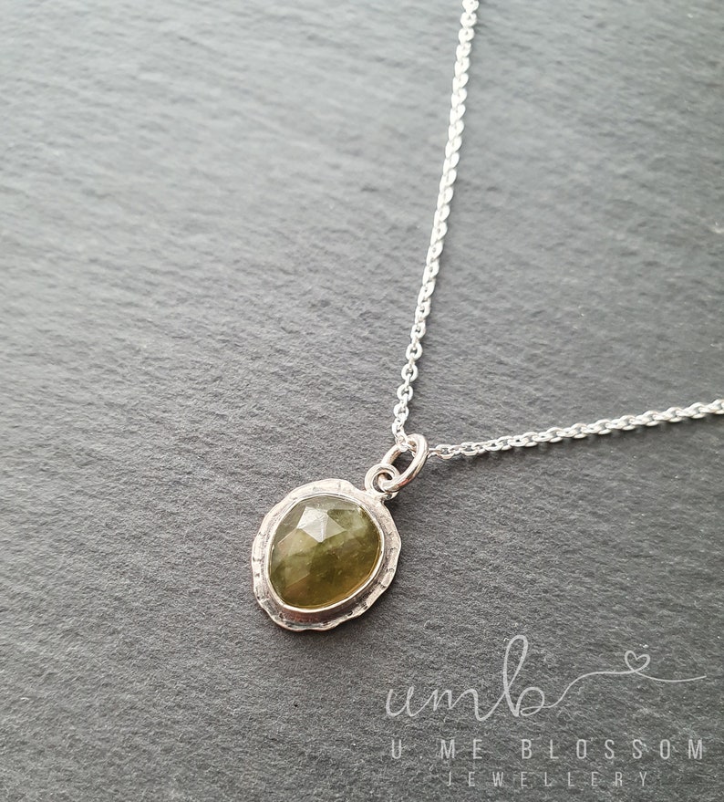 Vesuvianite Rose Cut Pendant | Sterling Silver | Necklace - Etsy UK