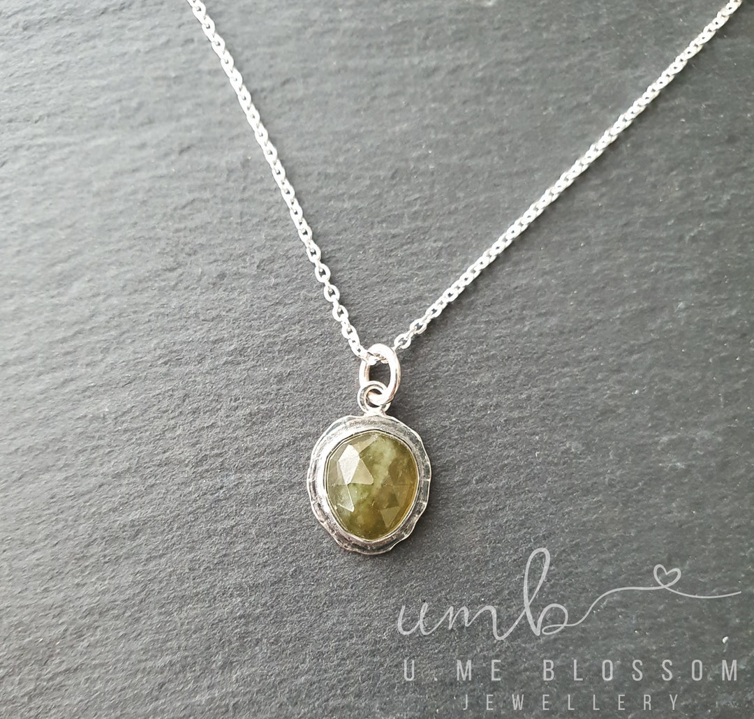 Vesuvianite Rose Cut Pendant | Sterling Silver | Necklace - Etsy UK