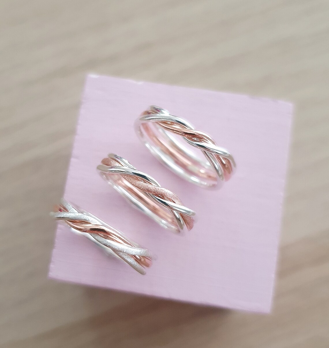 Silver/copper Three Band Puzzle Ring Twisted Ring - Etsy UK