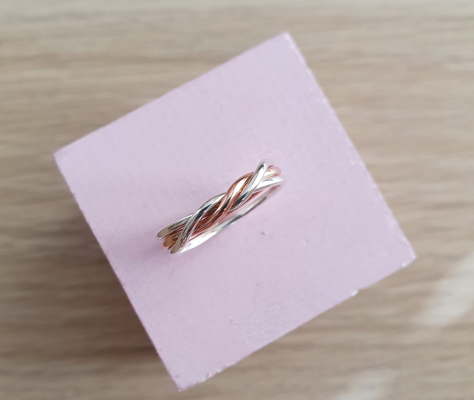 Silver/copper Three Band Puzzle Ring Twisted Ring Interlocking Ring ...