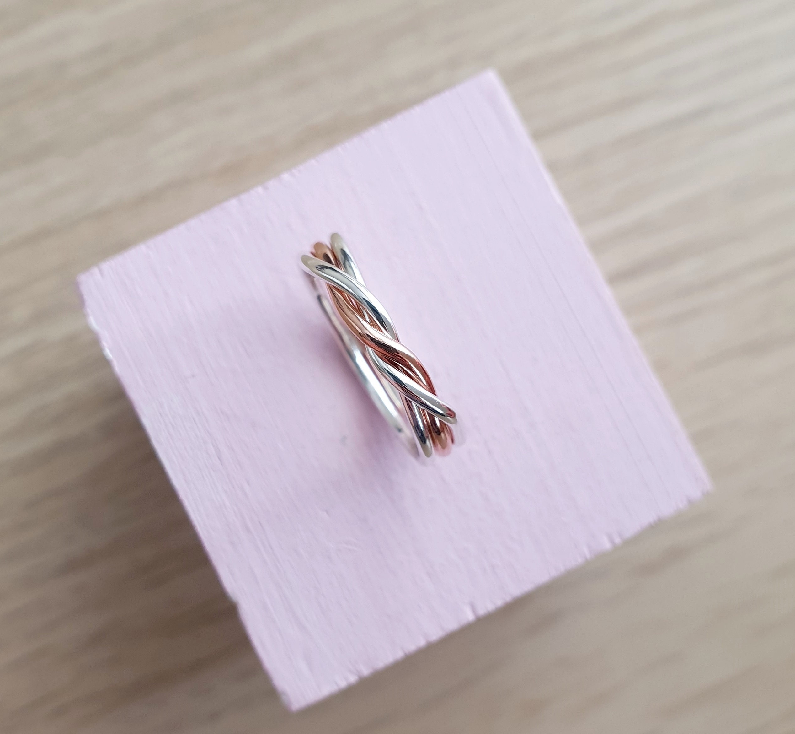 Silver/copper Three Band Puzzle Ring Twisted Ring Interlocking Ring ...