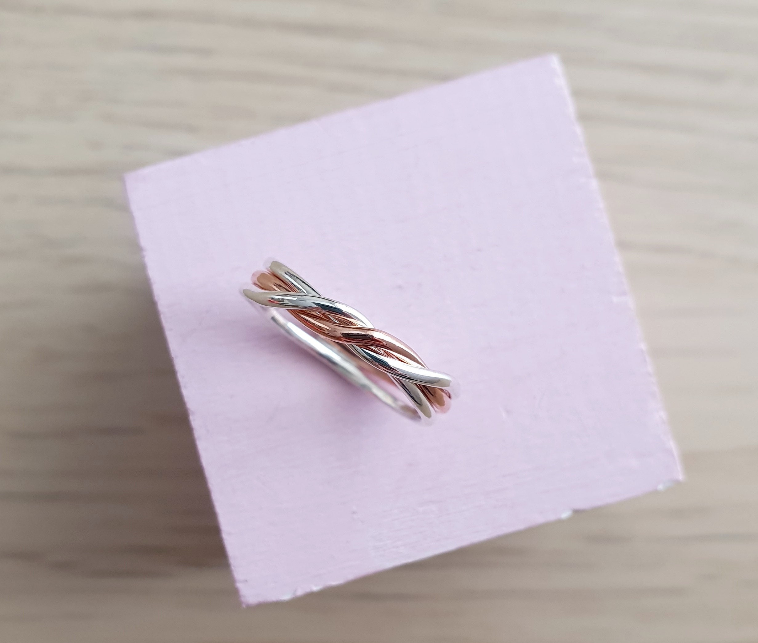 Silver/copper Three Band Puzzle Ring Twisted Ring Interlocking Ring ...