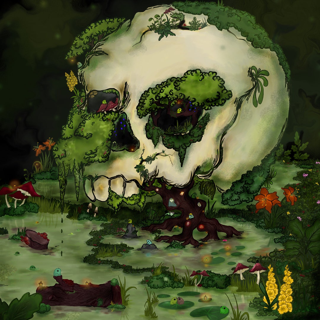 BOGS for BRAINS - A Boggy, Boney Frog Skull Print Square - Etsy