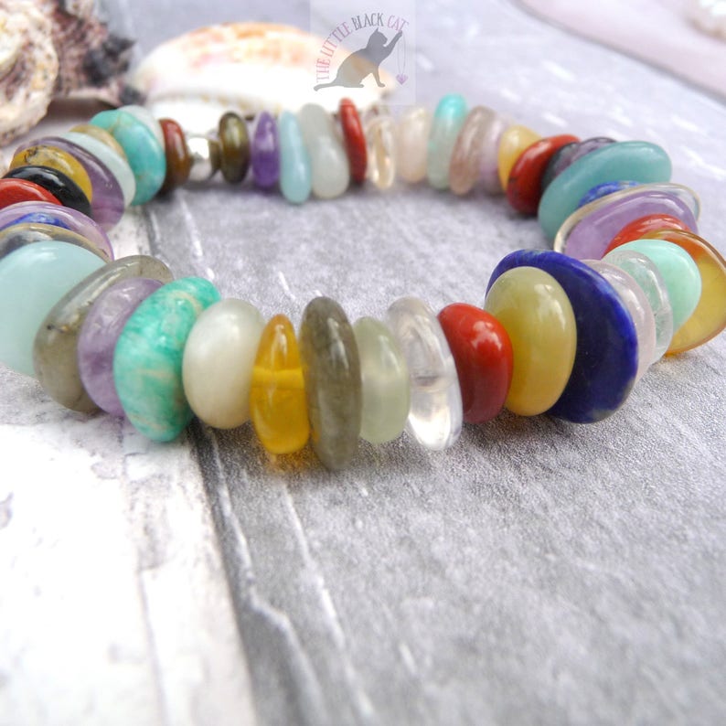 Rainbow Gemstone Bracelet Rainbow Bracelet Stretch Bracelet - Etsy UK
