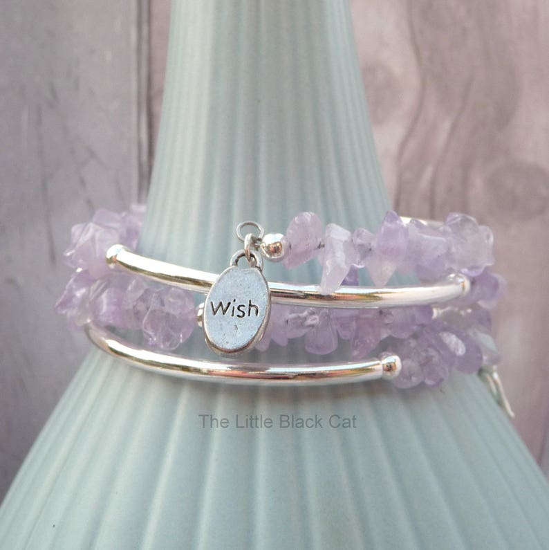 Amethyst Wrap Bracelet Lilac Bracelet Amethyst Bangle - Etsy