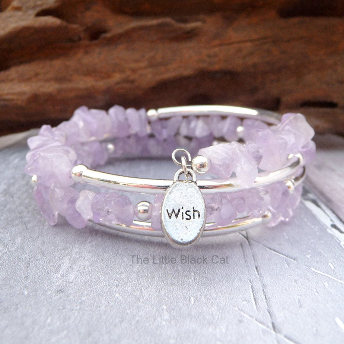Amethyst Wrap Bracelet Lilac Bracelet Amethyst Bangle - Etsy