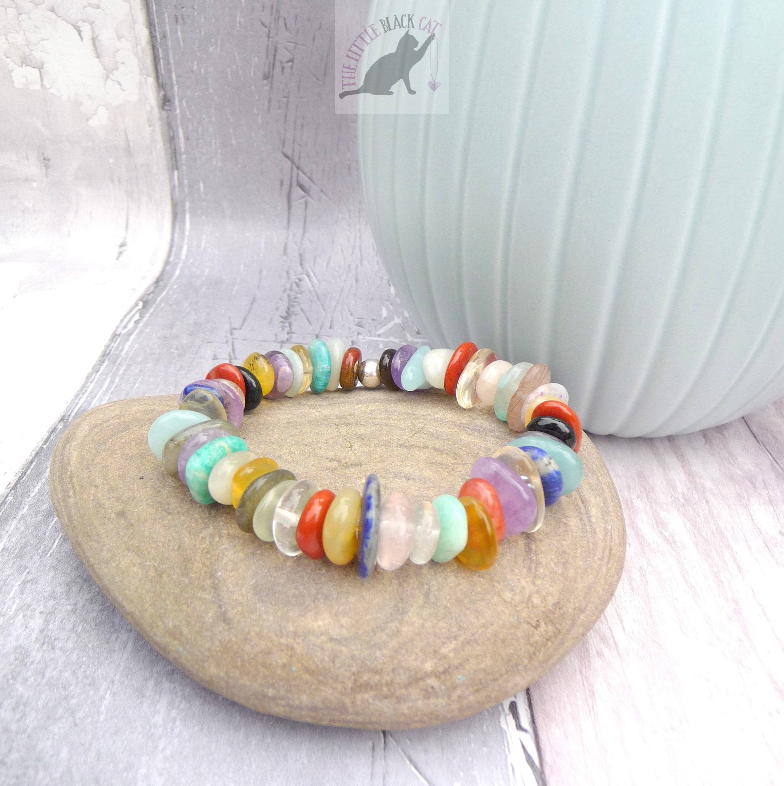 Rainbow Gemstone Bracelet Rainbow Bracelet Stretch Bracelet - Etsy UK