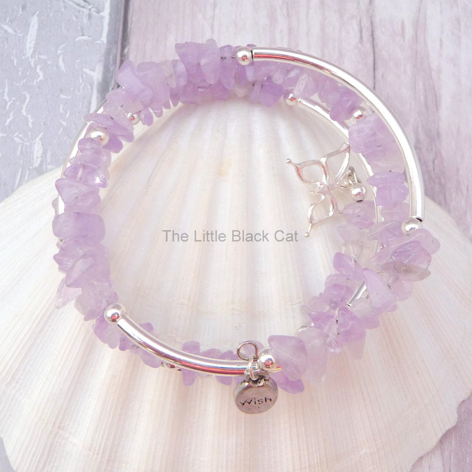 Amethyst Wrap Bracelet Lilac Bracelet Amethyst Bangle - Etsy