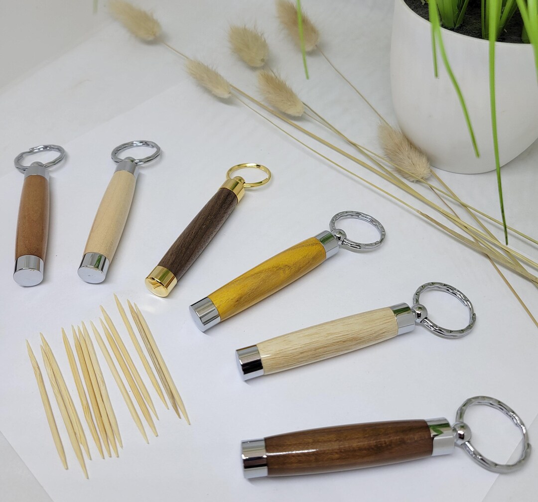 Toothpick Holder Keychain, Secret Compartment, Multiple Hardwood ...