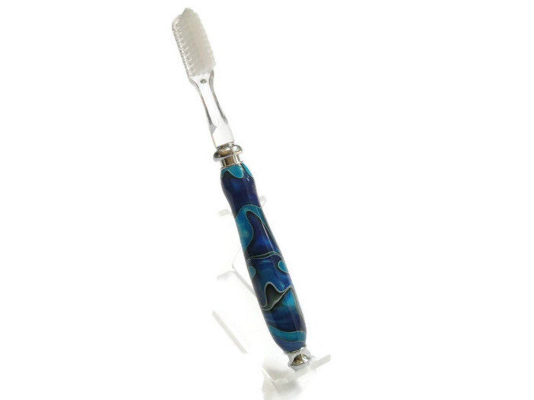 Toothbrush, Acrylic Handle, Chrome Trim. Replaceable Soft Bristled Head ...