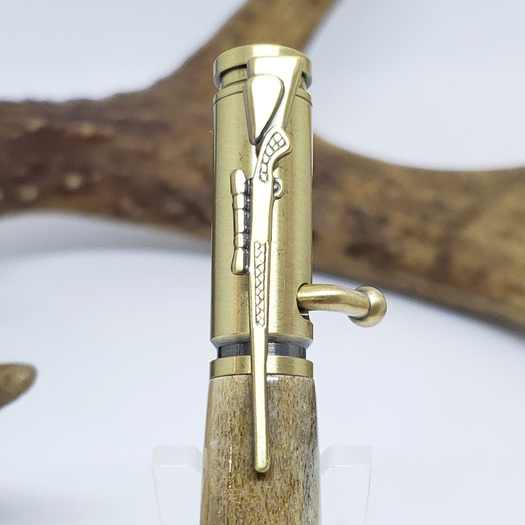 Pen, Real Deer Antler Body, Bolt Action, Rifle Clip, Gunmetal or ...